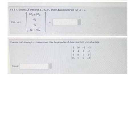 Solved If A 4×4 Matrix A With Rows V1θ2 V3 And V4 Has