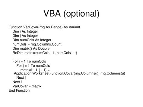 Ppt Calculating The Variance Covariance Matrix Powerpoint