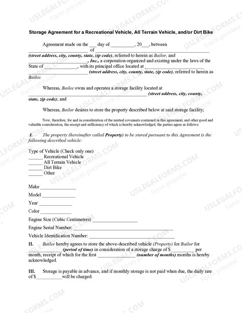 Vehicle Storage Waiver Form Format Us Legal Forms