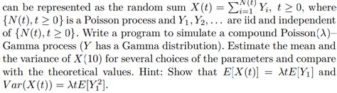 Solved A Compound Poisson Process Is A Stochastic Process