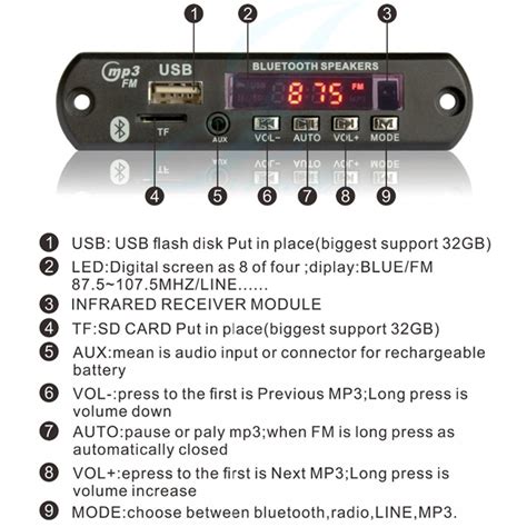 Bluetooth Mp3 Decoder Module With Dancing Display Fm Usb Aux Sd Card Mp3 Decoder Module