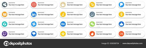 Card Style Follow Social Media Platform Icon Set Custom Message Stock Vector By ©flatart 636306704
