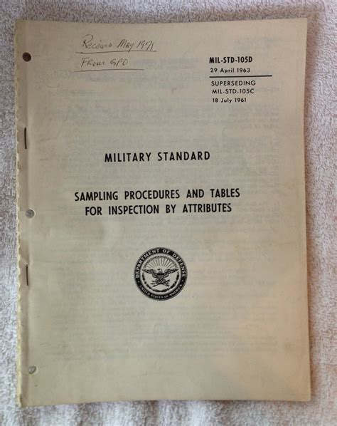 Military Standard Sampling Procedures And Tables For Inspection By