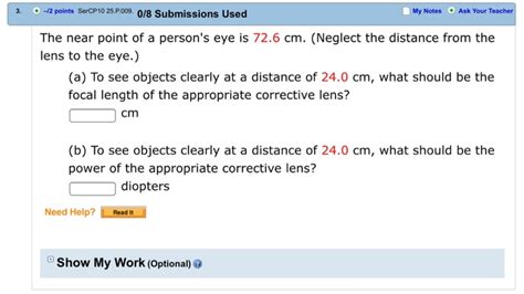 Solved The Near Point Of A Person S Eye Is Cm Neglect Chegg