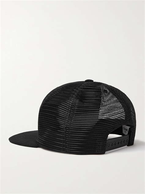 Celine Homme Logo Print Stretch Cotton Drill And Mesh Baseball Cap For