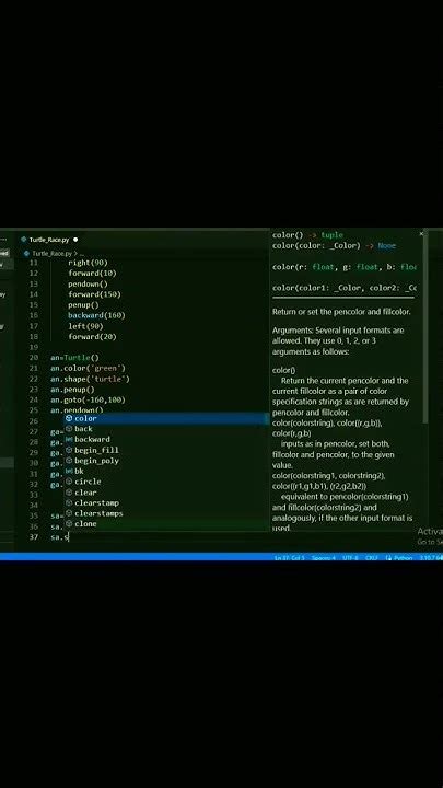 How To Create A Turtle Race Game Using Python Code😲🤔 Youtube