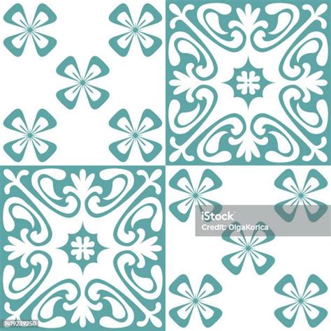 Azulejo 스페인 디자인 세라믹 타일 전통적인 스페인 Azulejo 스타일의 모방 0명에 대한 스톡 벡터 아트 및 기타 이미지 0명 고풍스런 기하 도형 Istock