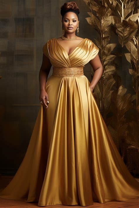 Xpluswear Design Plus Size Formal Gold V Neck Split Sequin Maxi Dresses