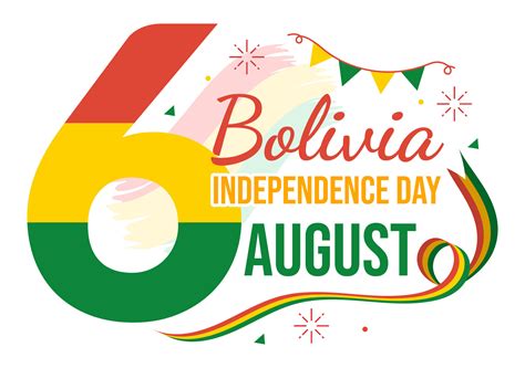Bolivia Independencia Día Vector Ilustración En 6 6 Agosto Con Festival