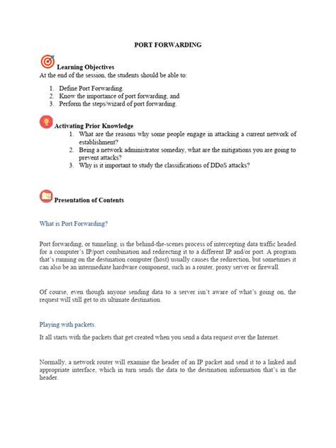 Unit 3 Topic 6 Port Forwarding 3 Pdf Port Computer Networking Ip Address
