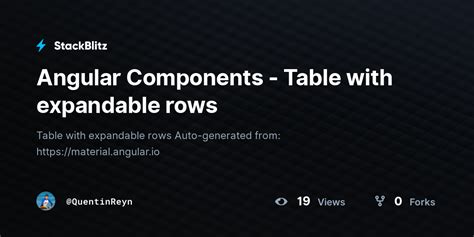 Angular Components Table With Expandable Rows Stackblitz