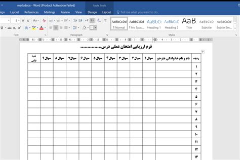 فرم خام ارزیابی یا نمره دهی امتحان عملی هنرجو، دانش آموز یا دانشجو کد 18065