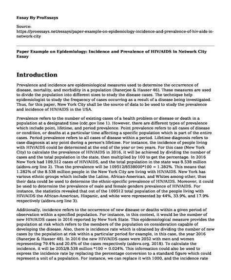 📌 Paper Example On Epidemiology Incidence And Prevalence Of Hivaids
