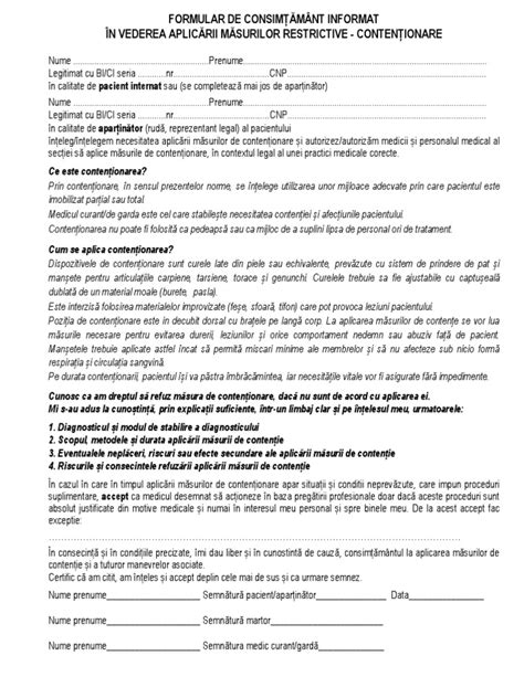 Formular De Consimtamant Contentionare Pdf