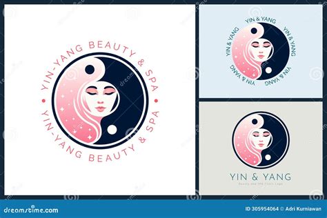 Yin And Yang Woman Face Beauty Aesthetics Salon Spa Logo Template