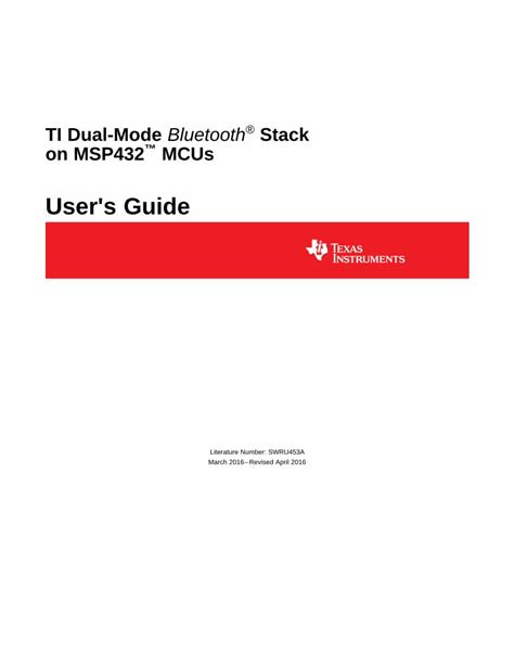 Pdf Ti Dual Mode Bluetooth Stack Mcus Farnell Element14 · Ti Dual