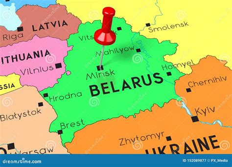 Belarus Minsk Capital City Pinned On Political Map Stock