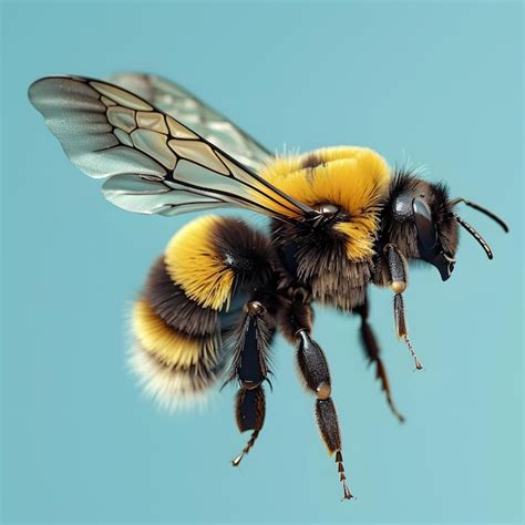 A Bee On A Blue Background Premium Ai Generated Image