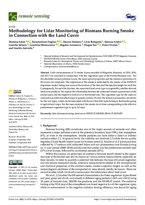Pdf Methodology For Lidar Monitoring Of Biomass Burning Smoke In