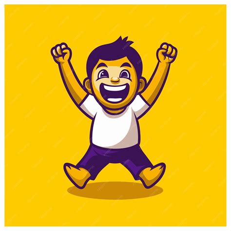 Premium Vector A Cartoon Man With His Arms Up In The Air