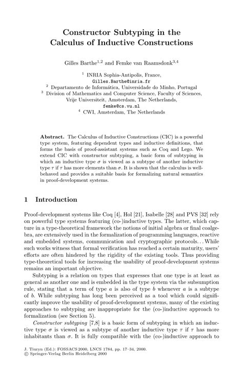 Pdf Constructor Subtyping In The Calculus Of Inductive Constructions