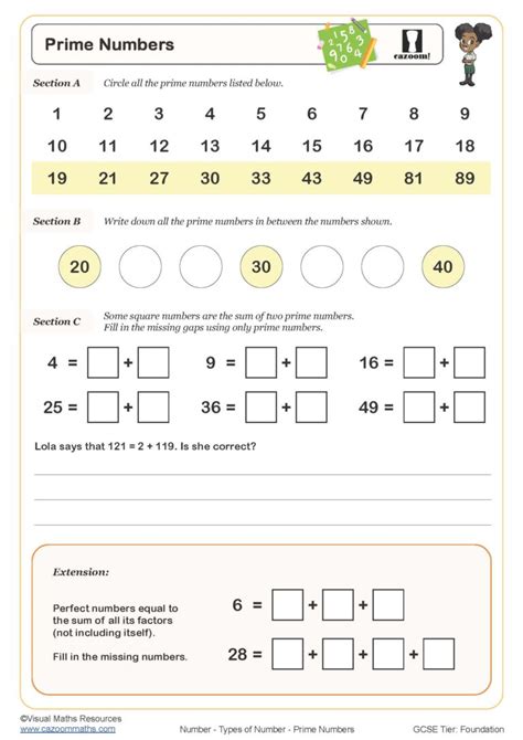 free worksheets prime numbers