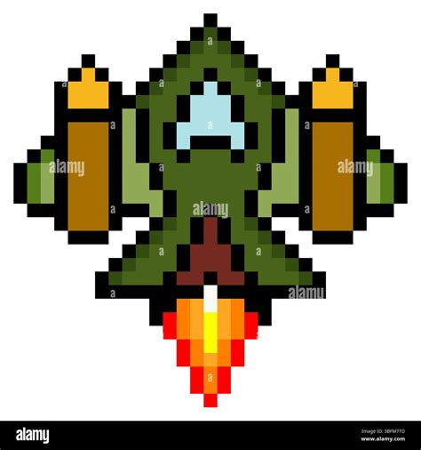 Fighter Plane In Pixel Art Style Stock Vector Image And Art Alamy