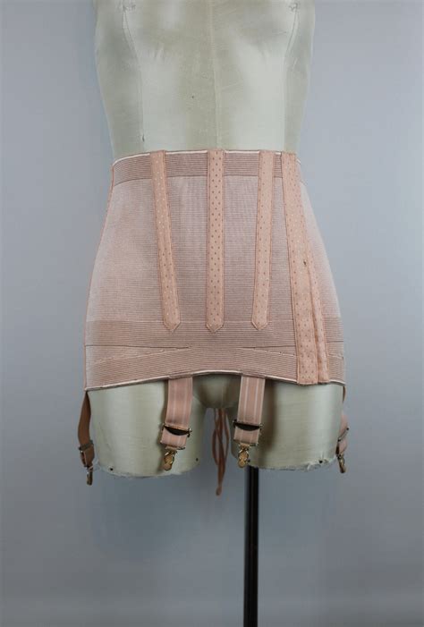 1950s Elastic Beige Girdle Skirt Vintage Garter Belt Garter Girdle
