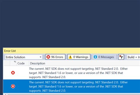 VS2017出现编译错误The current NET SDK does not support targeting NET
