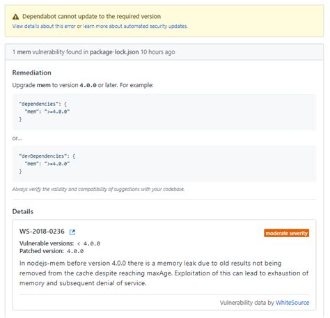 Javascript Github Security Alerts Package Already Update Stack Overflow