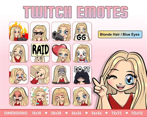 Twitch Emote Blonde Hair Girl Emote Twitch Emote Pack Anime Etsy