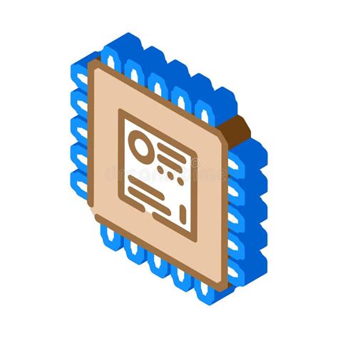 Microcontroller Electronic Component Isometric Icon Vector Illustration