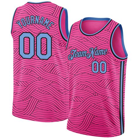 Custom City Edition Basketball Jersey Pink Light Blue Black Authentic
