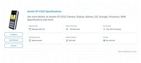 Alcatel Ot E252 Specifications