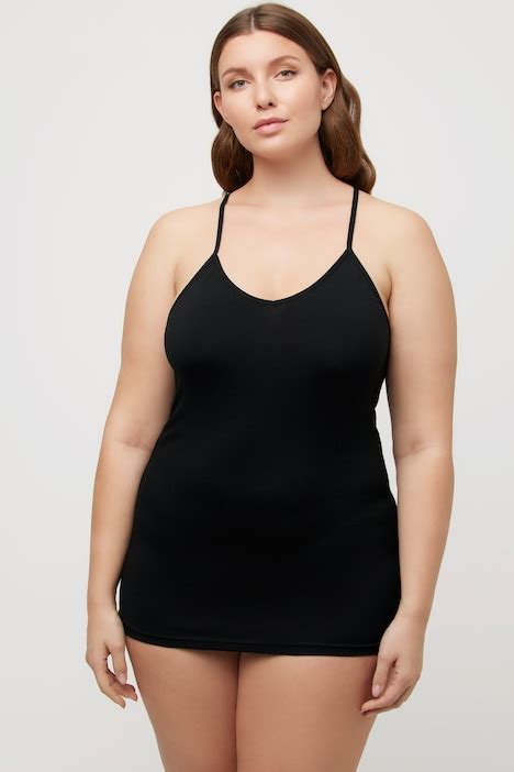 Lace Panel Racerback Cami Black Ulla Popken
