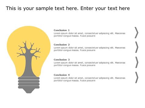 Yellow Lightbulb Tree Infographic For Business Conclusions Powerpoint Template