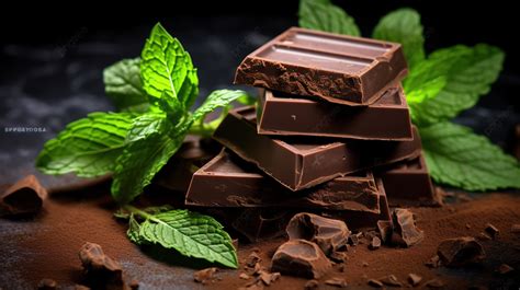 신선한 민트 잎과 카피스페이스가 있는 어두운 질감의 초콜릿 조각 초콜릿 조각 다크 초콜릿 초콜릿 캔디 배경 일러스트 및 사진 무료 다운로드 Pngtree