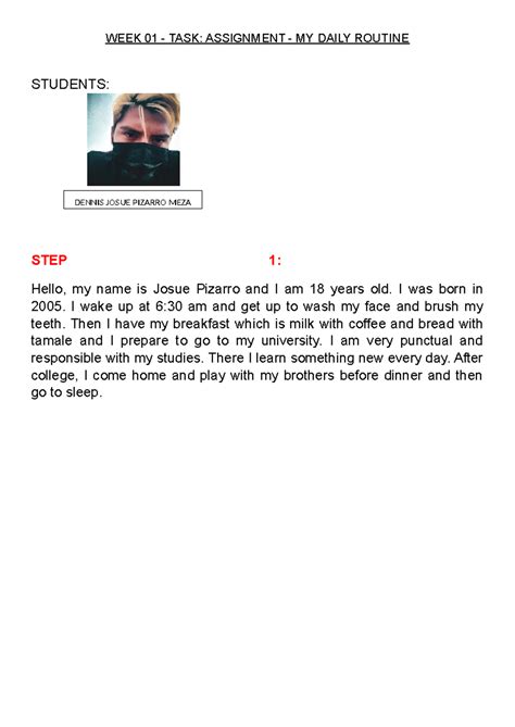 Week 01 Task Assignment My Daily Routine Week 01 Task