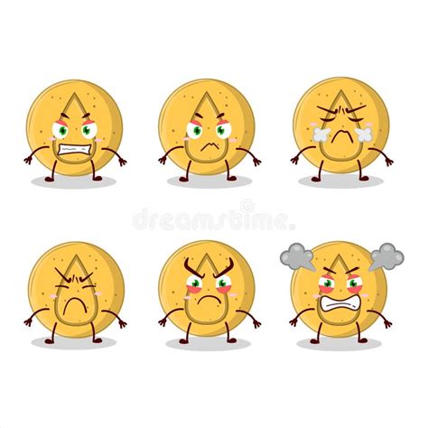 Dalgona Candy Water Cartoon Character With Various Angry Expressions Stock Vector Illustration