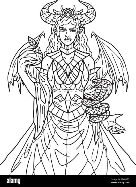 Halloween Succubus Isolated Coloring Page Stock Vector Image And Art Alamy