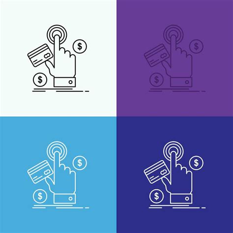 Ppc Click Pay Payment Web Icon Over Various Background Line Style Design Designed For Web