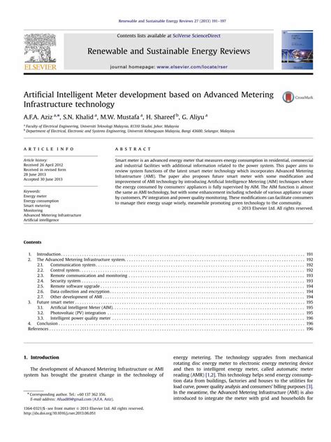 Pdf Artificial Intelligent Meter Development Based On Advanced