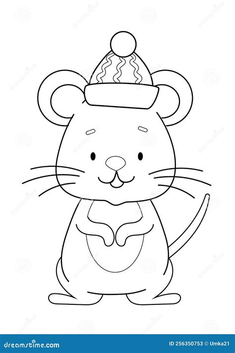 Coloring Book With A Cute Mouse In A Hat Stock Vector Illustration Of