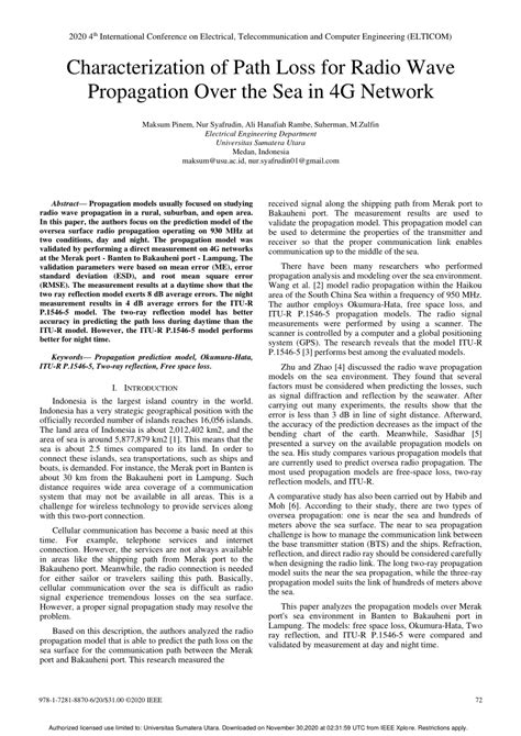 Pdf Characterization Of Path Loss For Radio Wave Propagation Over The