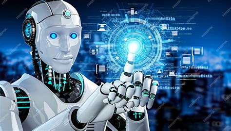 Premium Photo Cyber Digital World Android Robot Pointing Finger Generative Ai