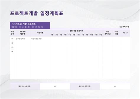 프로젝트개발 일정계획표