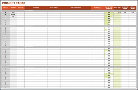 Project Management Task List Template Example Bogiolo