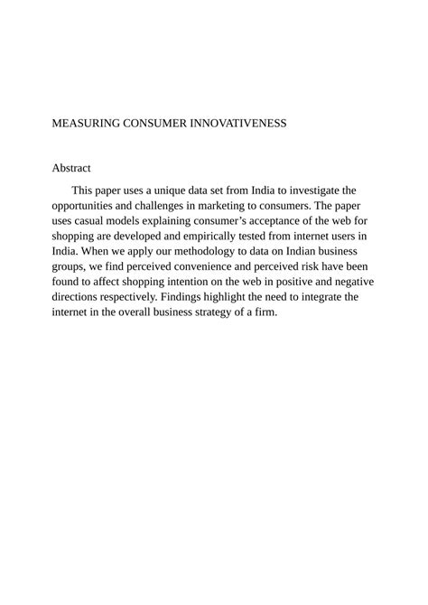 Pdf Measuring Consumer Innovativeness