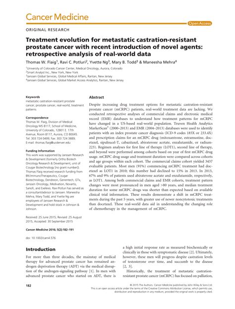 Pdf Treatment Evolution For Metastatic Castration Resistant Prostate Cancer With Recent