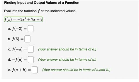 Solved Finding Input And Output Values Of A Functionevaluate